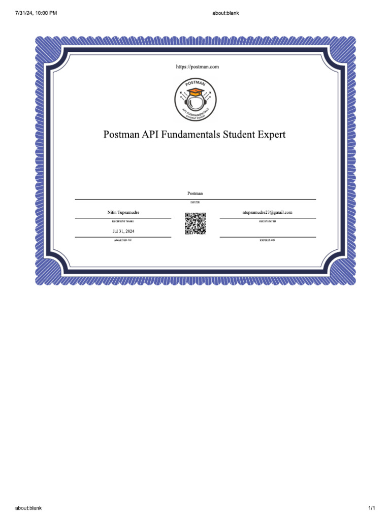 Postman - Postman API Fundamentals Student Expert | PDF