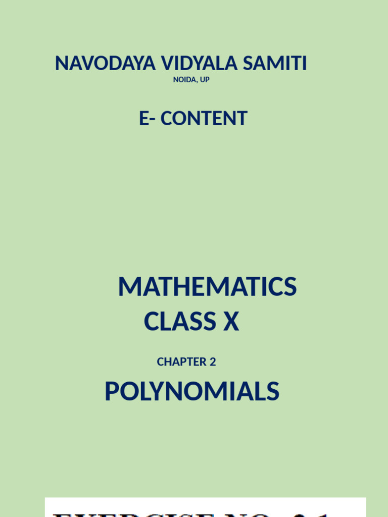 2 Polynomials 5 Polynomials PPT - Exercise Problems | PDF