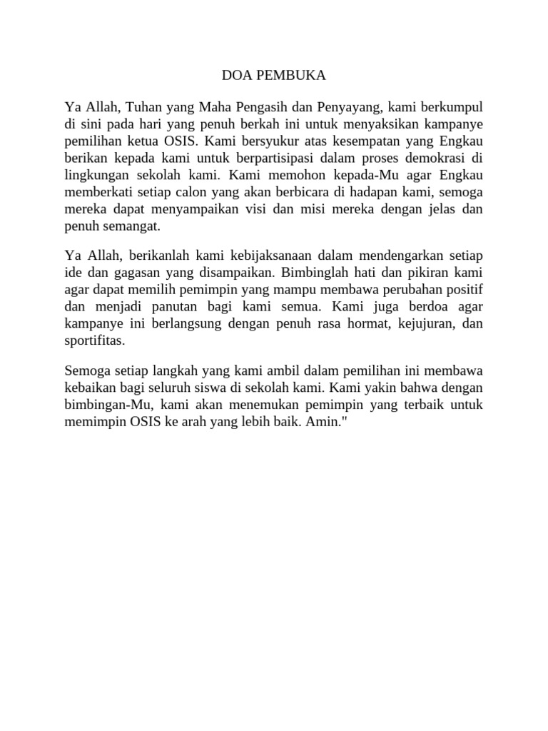 Doa Pembuka | PDF