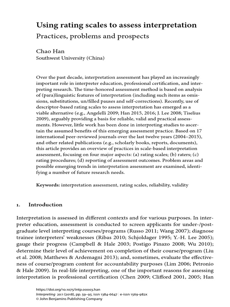 Rating Scales in Interpretation Assessment | PDF | Language ...