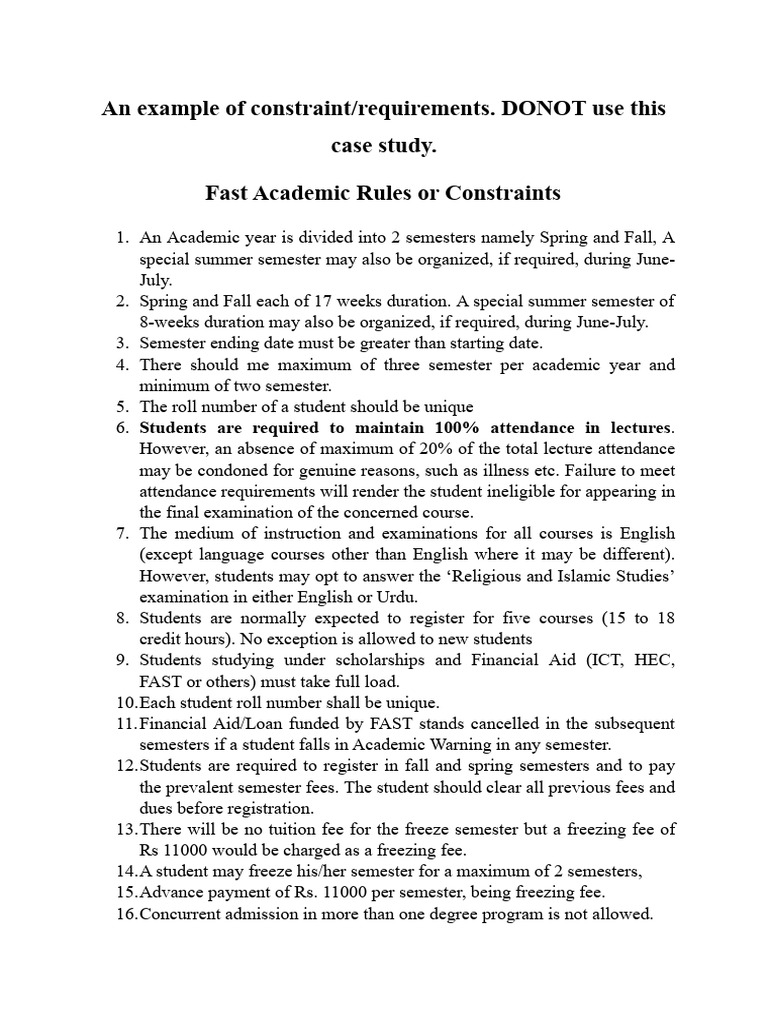 example of constraints | PDF | Academic Term | Course Credit