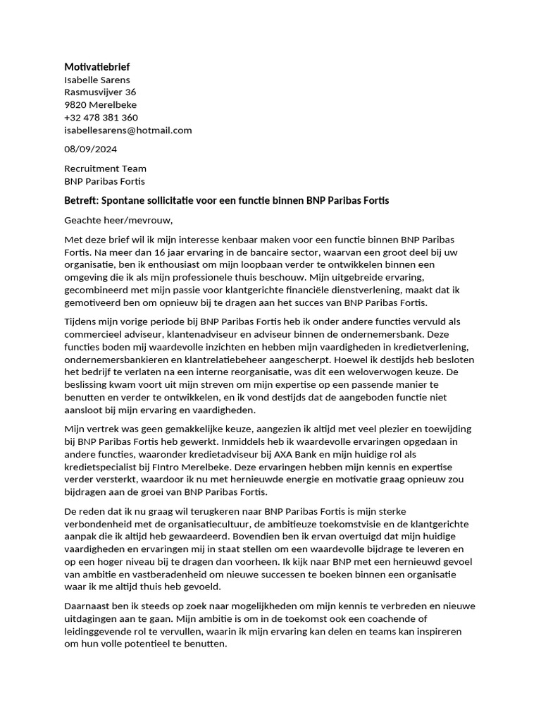 Motivatie Brief | PDF