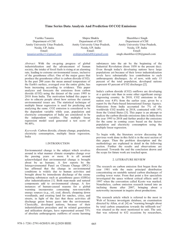 CO2 Emissions Analysis and Forecasting | PDF | Linear Regression ...