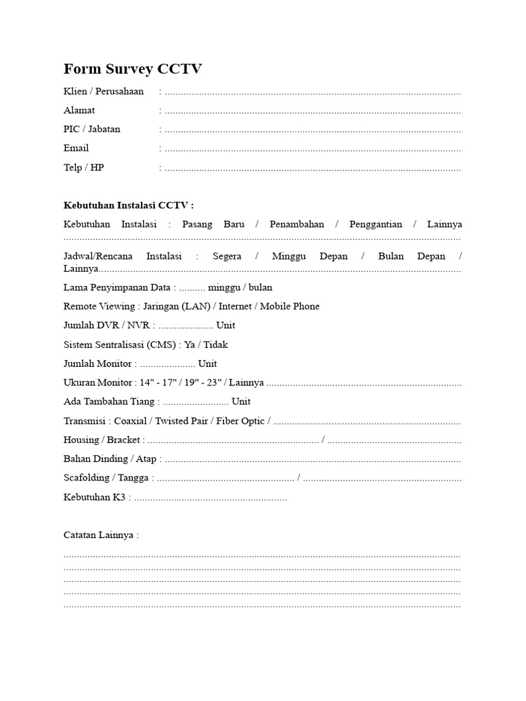 Form Survey CCTV | PDF