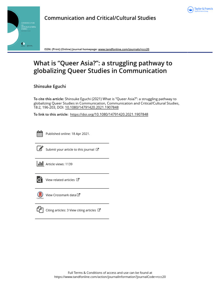 What Is Queer Asia A Struggling Pathway To Globalizing Queer Studies in Communication | PDF ...