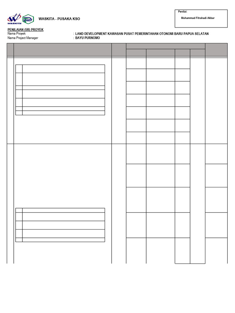 Form Penilaian 5R LAND DEV | PDF
