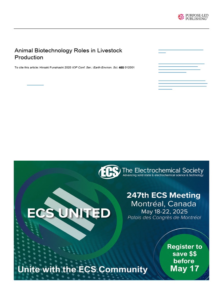 Animal Biotechnology in Livestock Production | PDF | In Vitro ...