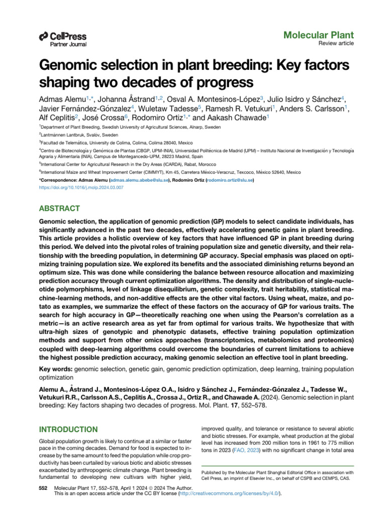 Genomic Selection in Plant Breeding | PDF | Quantitative Trait Locus ...
