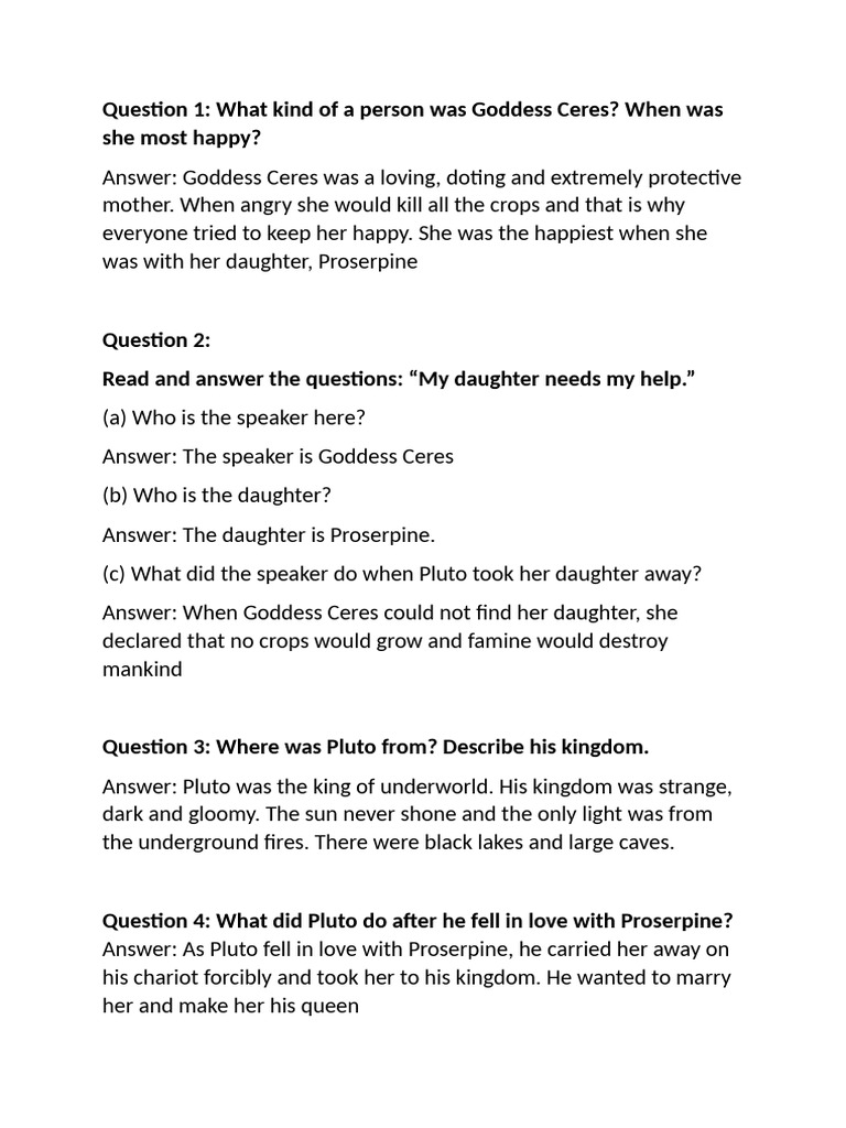 Ceres and Proserpine: A Myth Explained | PDF