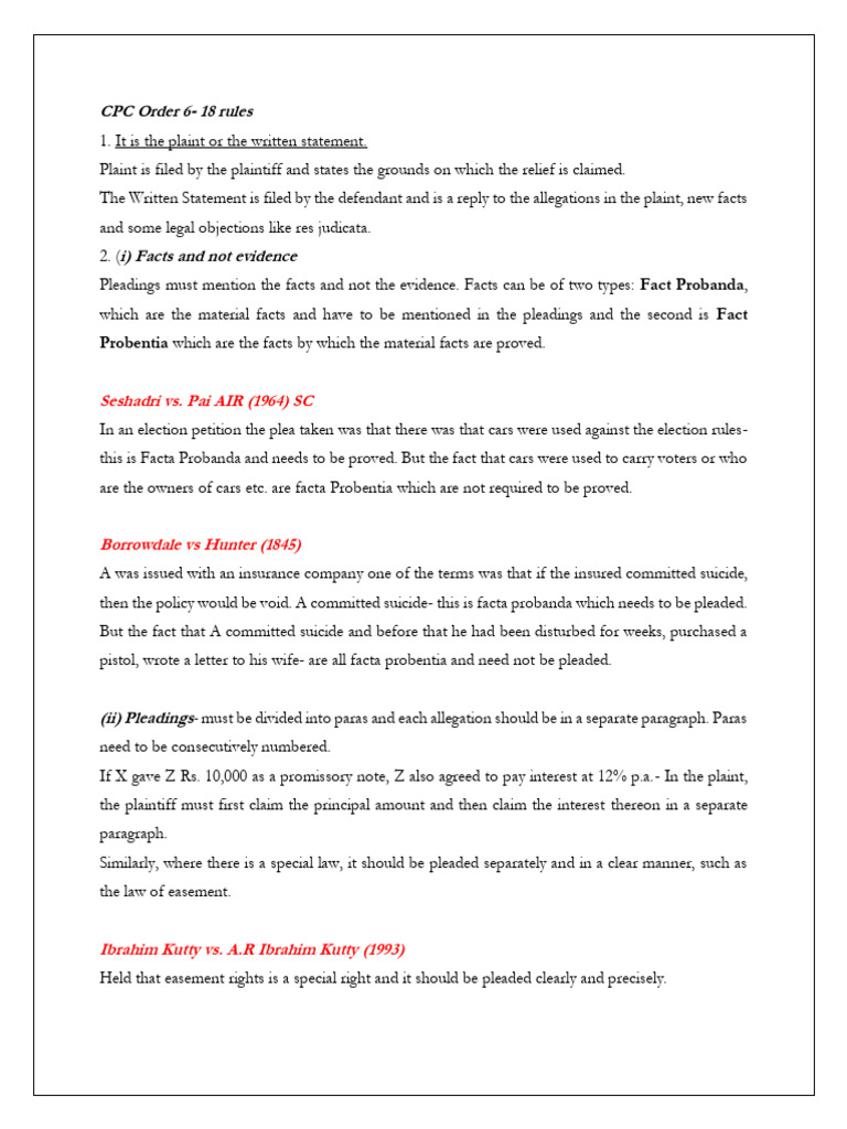 CPC Order 6-18: Pleading Rules Explained | PDF | Lawsuit | Pleading