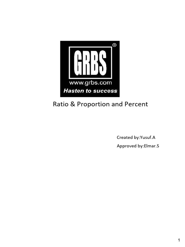 Ratio, Proportion, and Percent Guide | PDF
