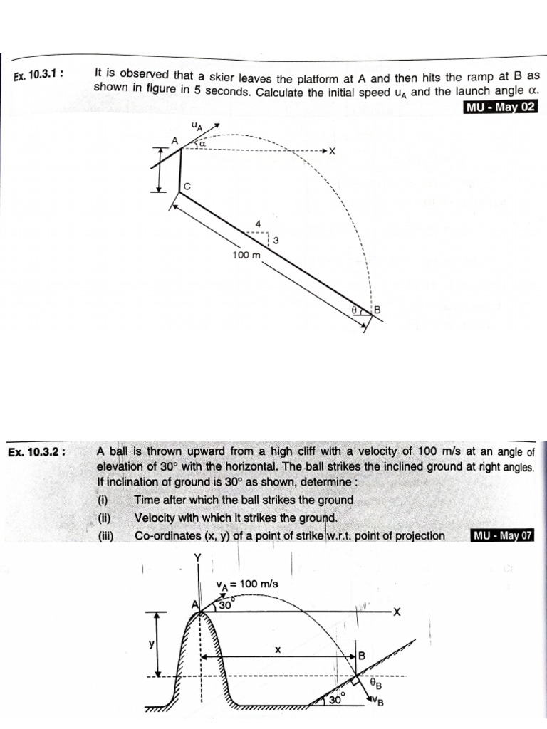 Problems On Projectile Motion | PDF