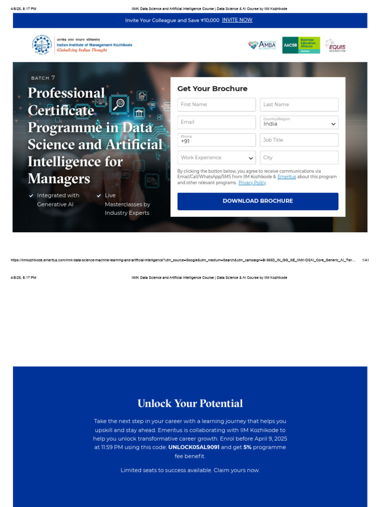 IIMK Data Science and Artificial Intelligence Course - Data Science & AI Course by IIM Kozhikode ...
