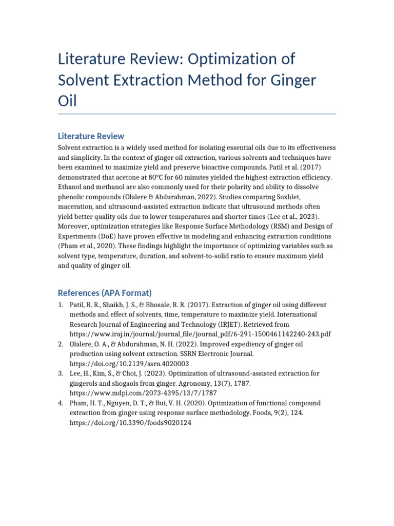 Ginger_Oil_Extraction_Literature_Review | PDF