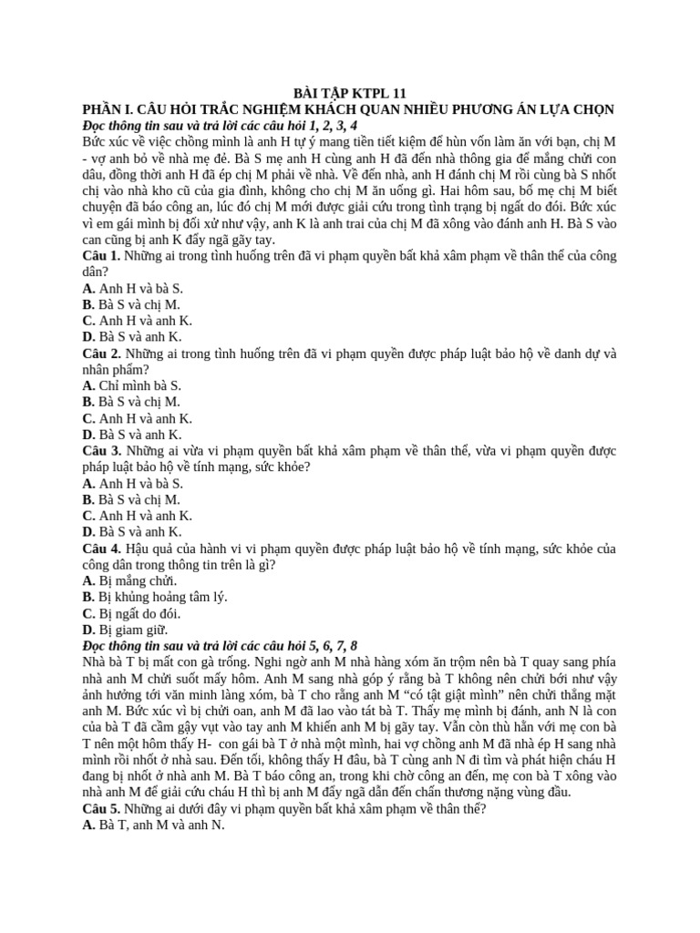 BÀI TẬP KTPL 11 | PDF