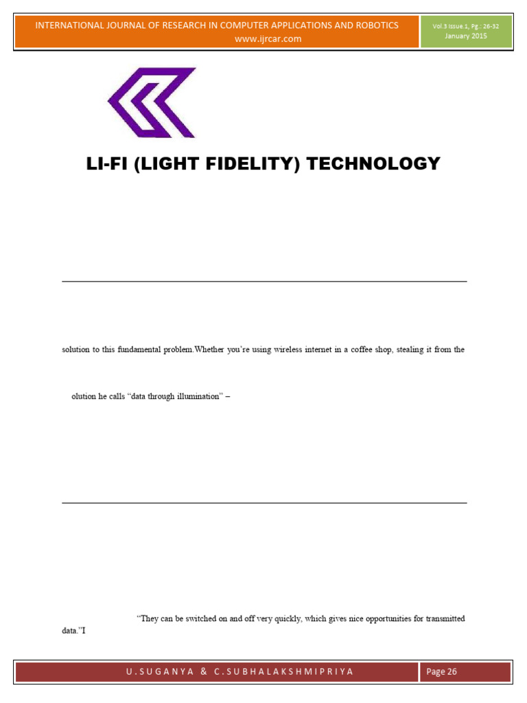 Li Fi Light Fidelity Technology | PDF | Cellular Network | Wi Fi