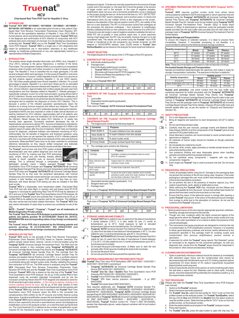 Truenat HCV Test Procedure Overview | PDF | Polymerase Chain Reaction ...
