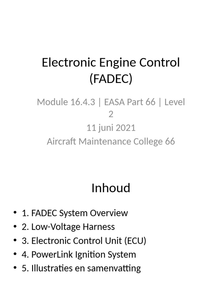 Electronic Engine Control FADEC Presentatie | PDF