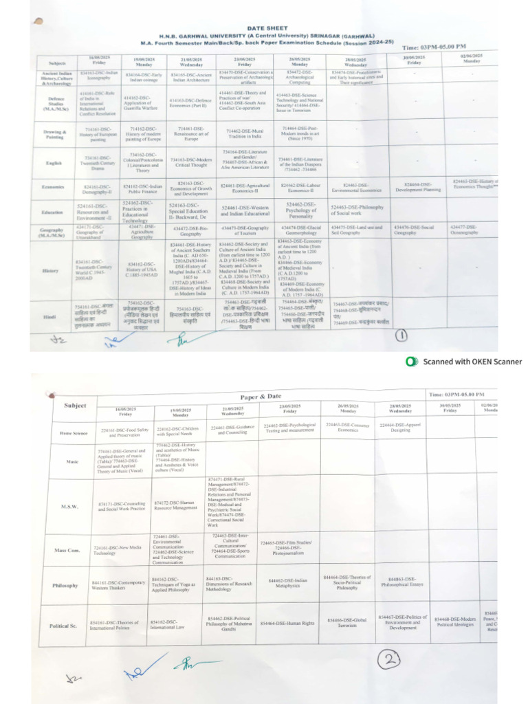 Exam Date Sheet_1 | PDF