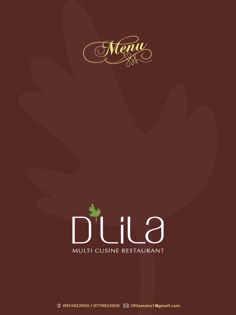 D'Lila Multicuisine Restaurant - Menu Card | PDF