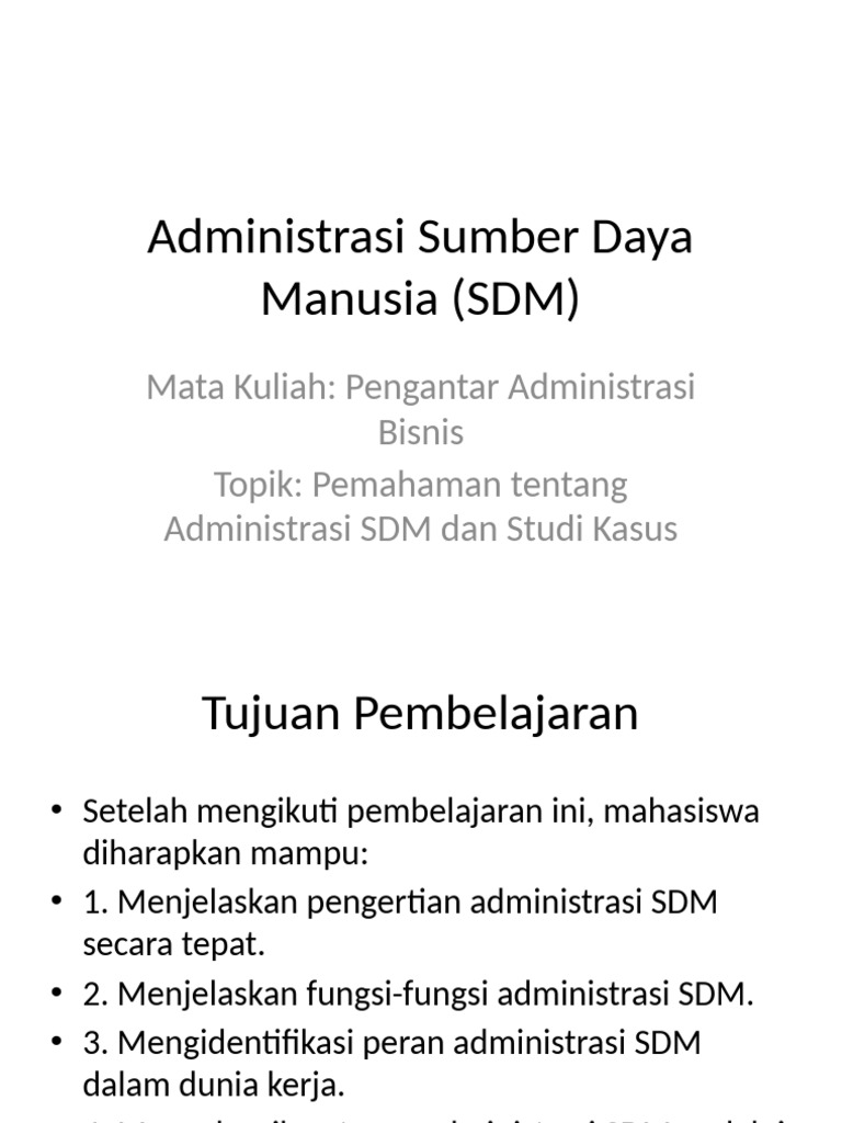Administrasi SDM Pengantar Administrasi Bisnis | PDF