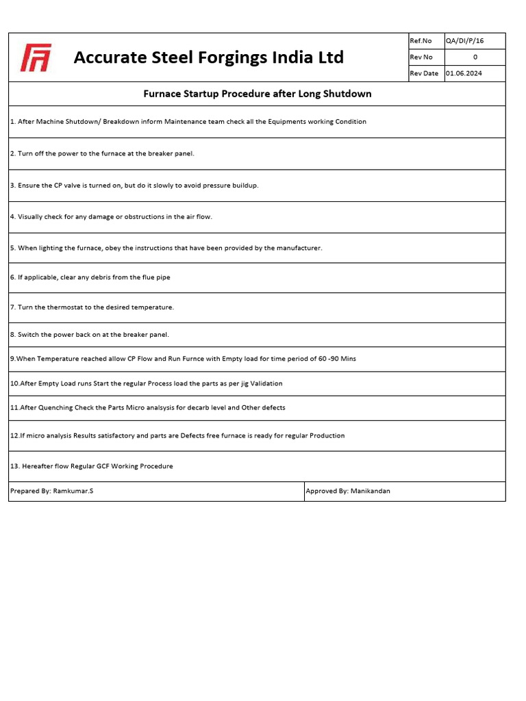Startup after Shut Down | PDF