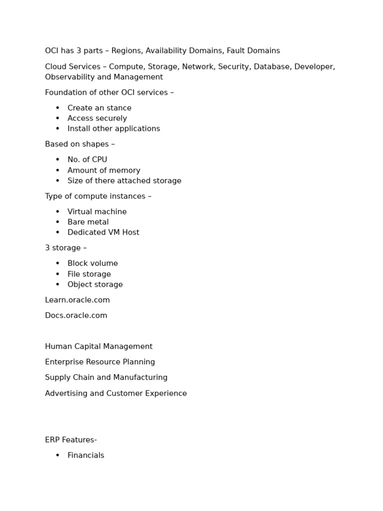 OCI Compute Service Processor Types | PDF