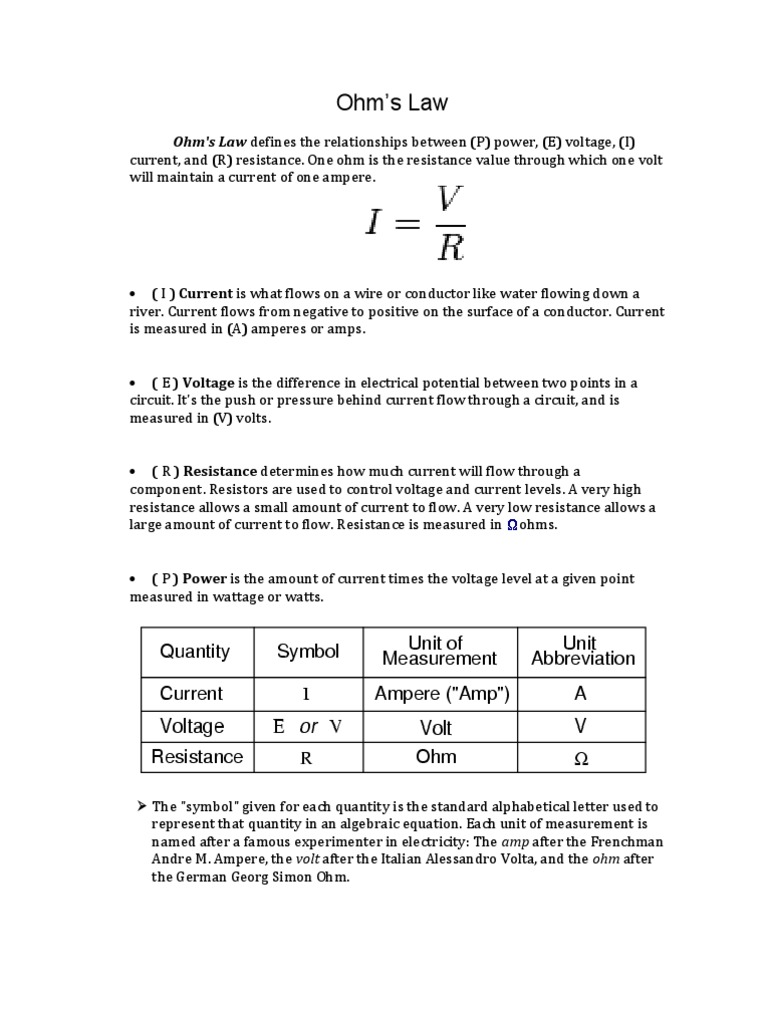 Lecture On Ohm's Law | PDF | Electric Current | Voltage