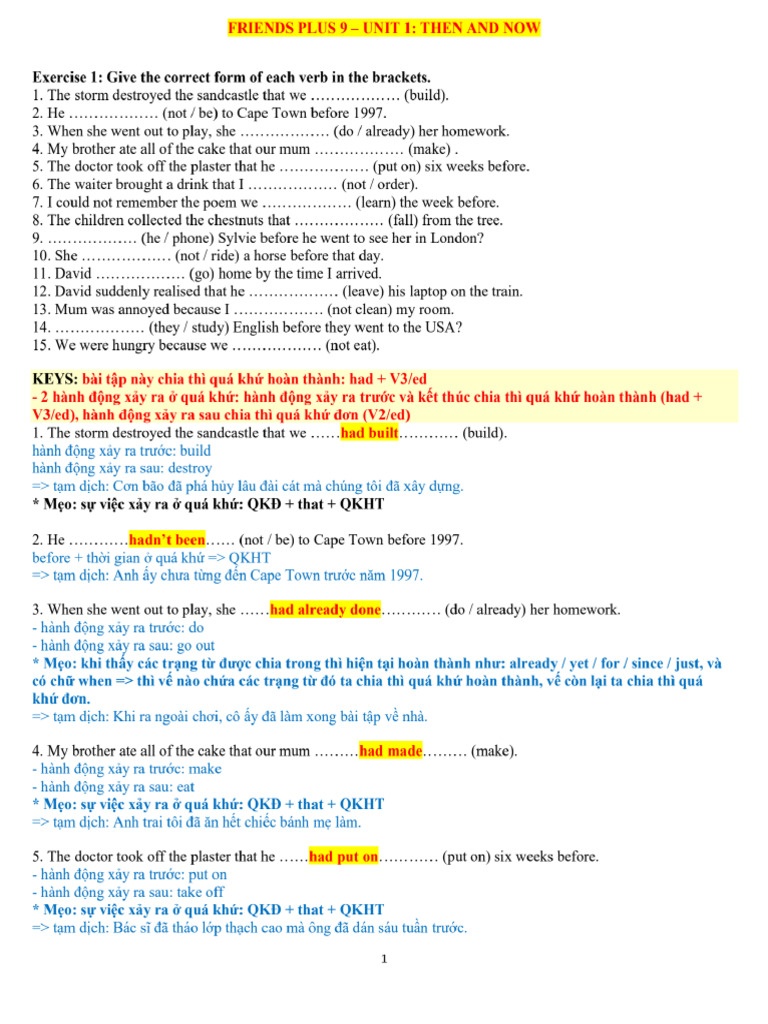 Fp 9 - Unit 1 - Exercises - Keys._pdf.Urlgd.com | PDF