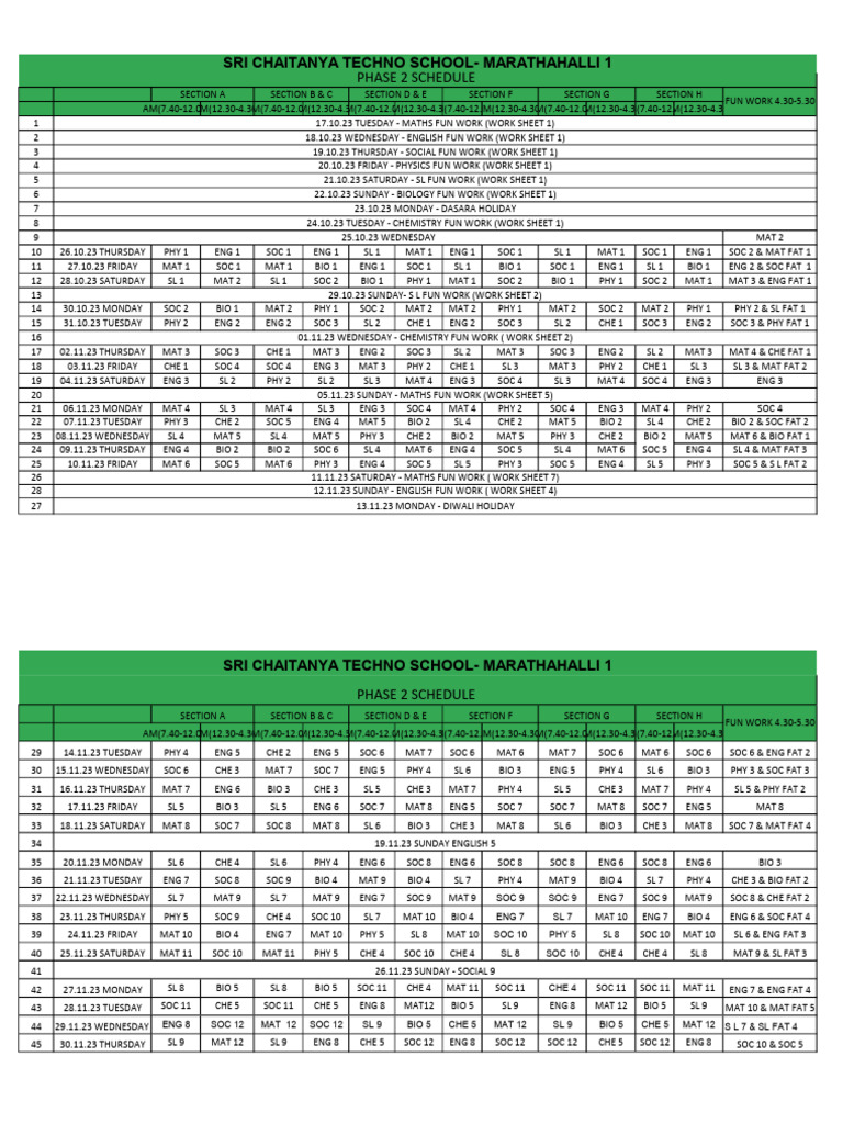 Phase 2 Schedule Overview | PDF