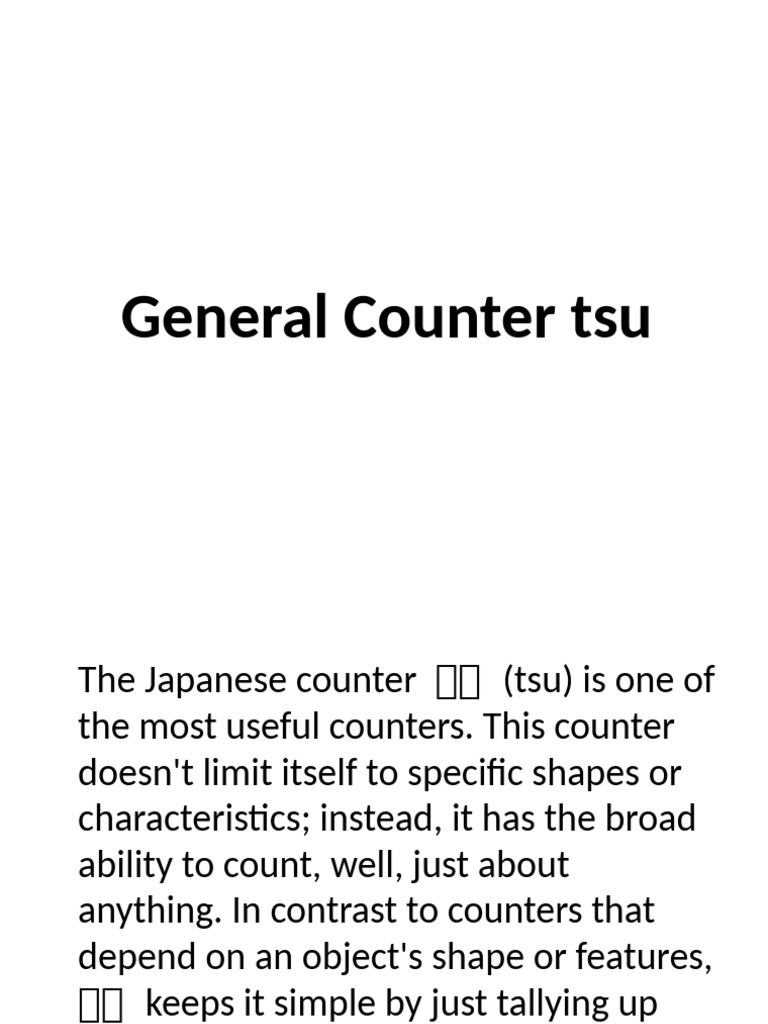 Understanding Japanese Counter つ (tsu) | PDF