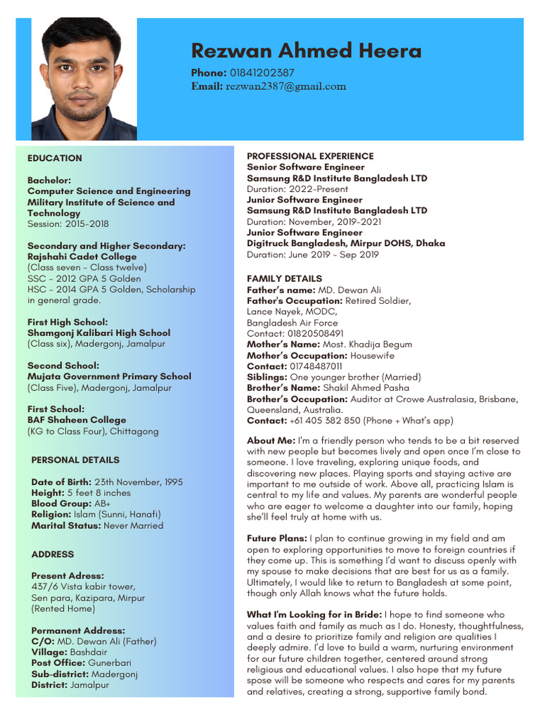 Rezwan Ahmed Heera BioData | PDF