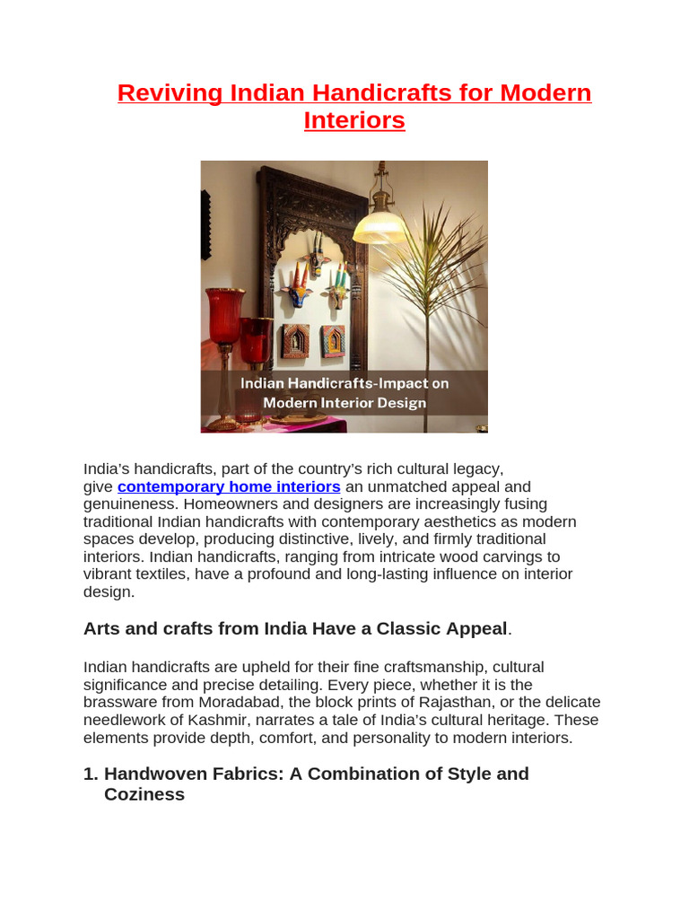 Reviving Indian Handicrafts For Modern Interior2 | PDF | Textiles ...