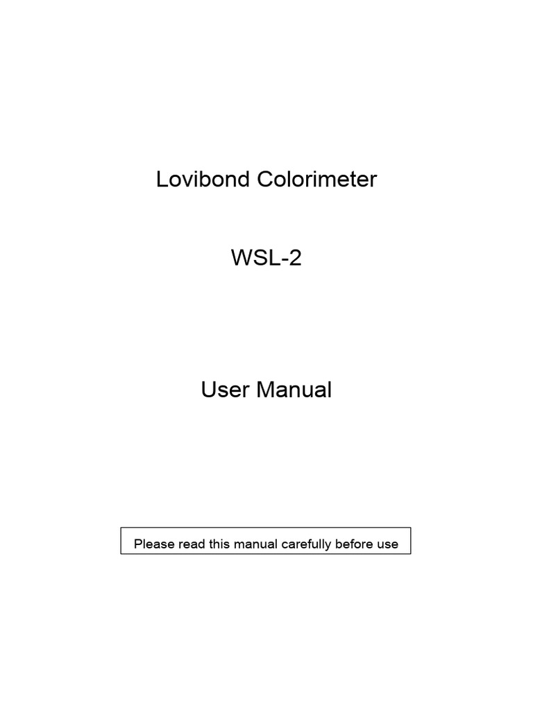WSL 2 Lovibond Colorimeter English Manual | PDF | Color | Light