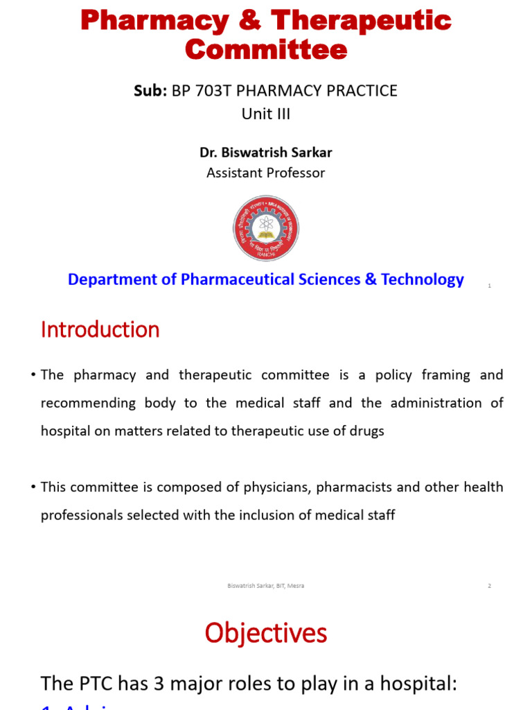 Pharmacy Therapeutic Committee | PDF | Pharmacy | Pharmacovigilance