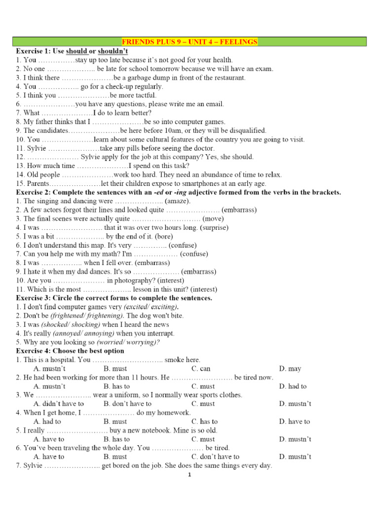 FP9 - UNIT 4 - EXERCISE - ĐỀ._pdf.urlgd.com | PDF