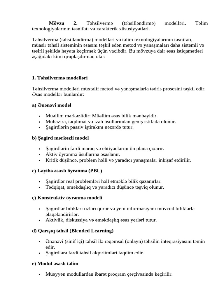 Mövzu 2. MTT 2025 | PDF