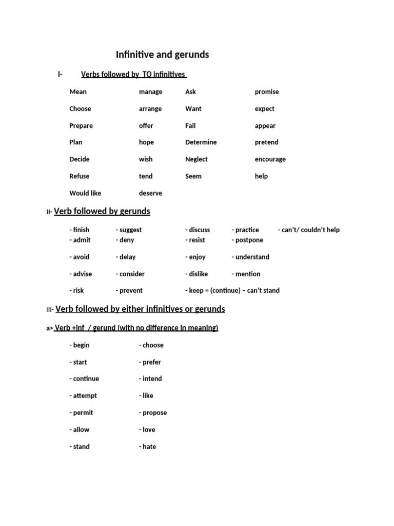 Infinitive and Gerunds IN | PDF