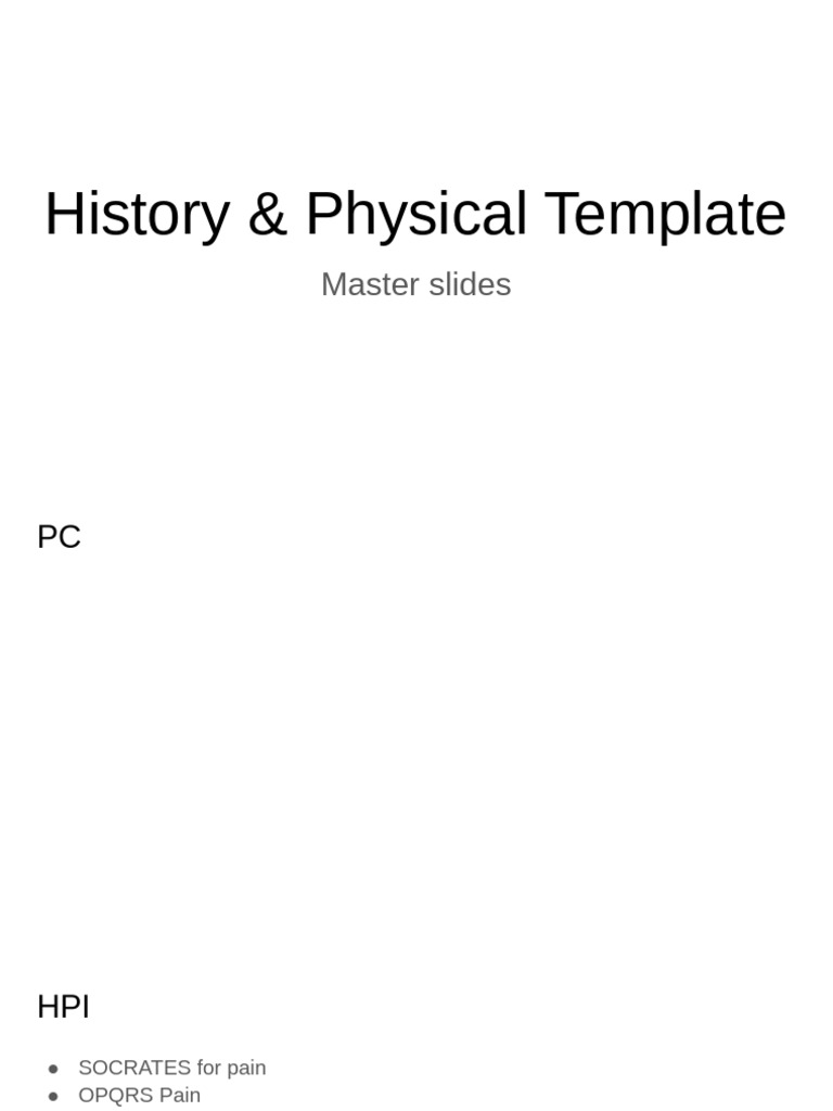 History and Physical Template | PDF | Pregnancy | Cardiopulmonary ...