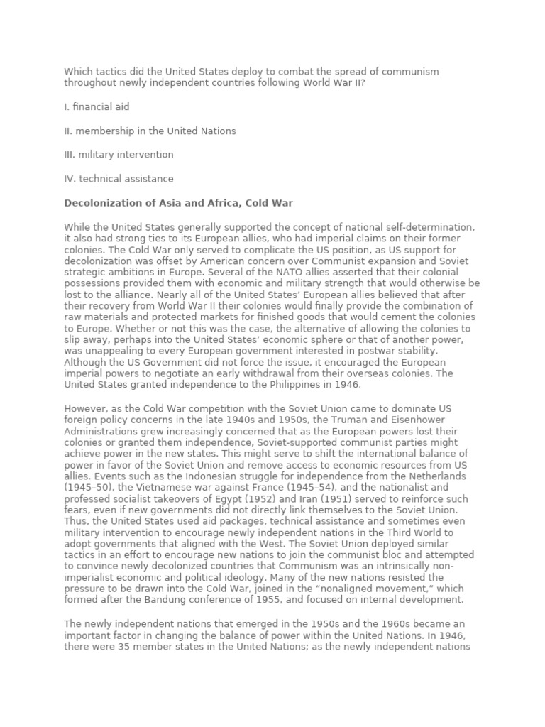 Which Tactics Did The United States Deploy To Combat The Spread of ...