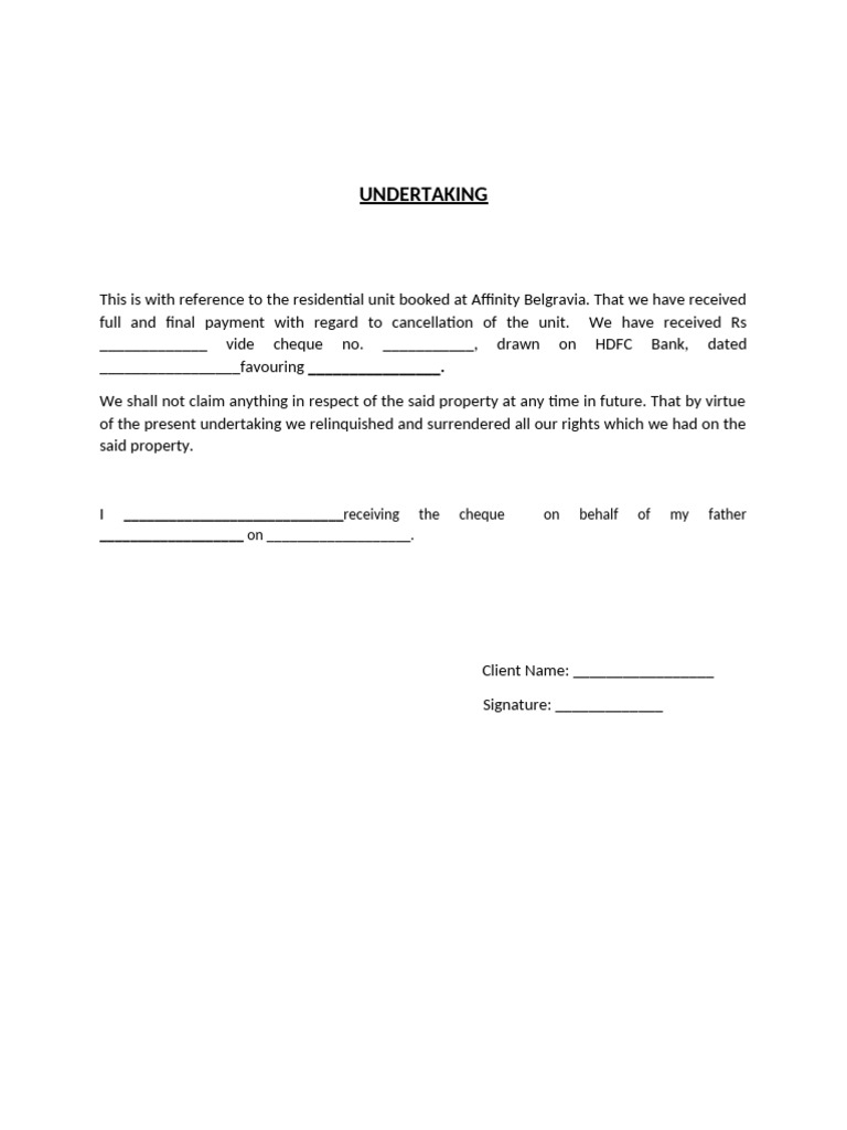 4. Full & Final Undertaking | PDF