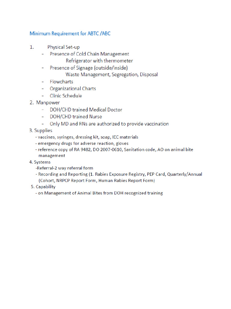 Minimum Requirements For ABTC - ABC | PDF