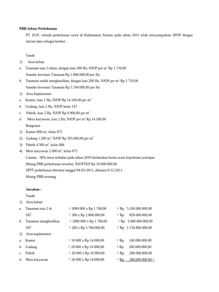 11 - Contoh Perhitungan PBB Sektor P3 | PDF