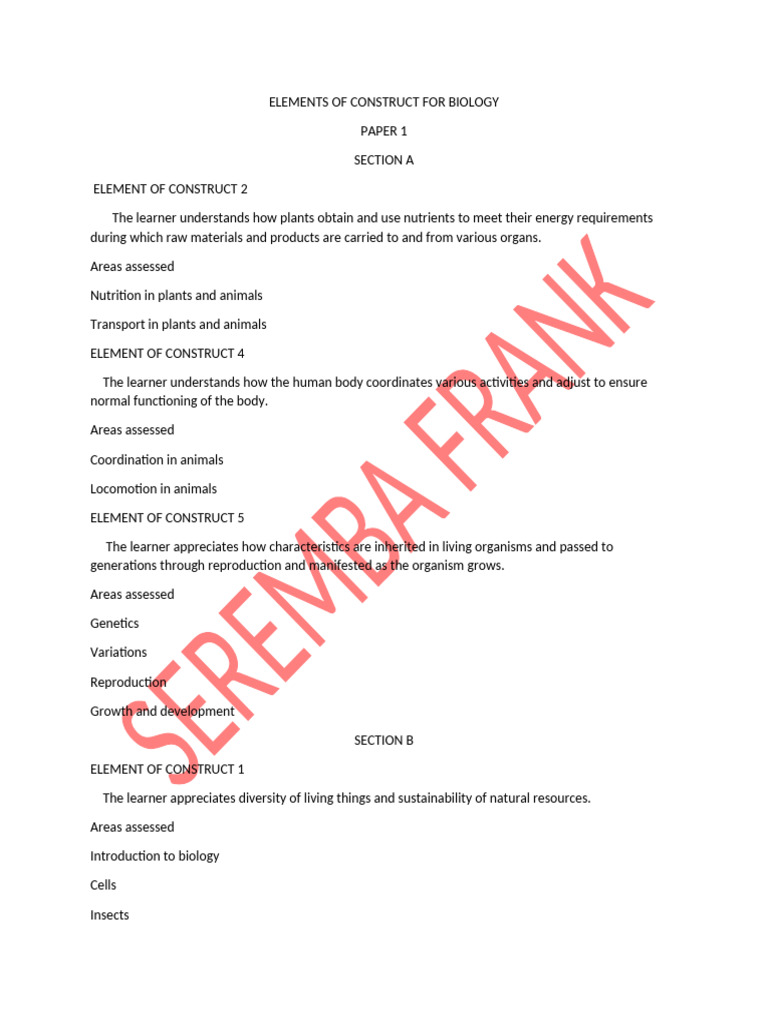 Biology Elements of Construct | PDF
