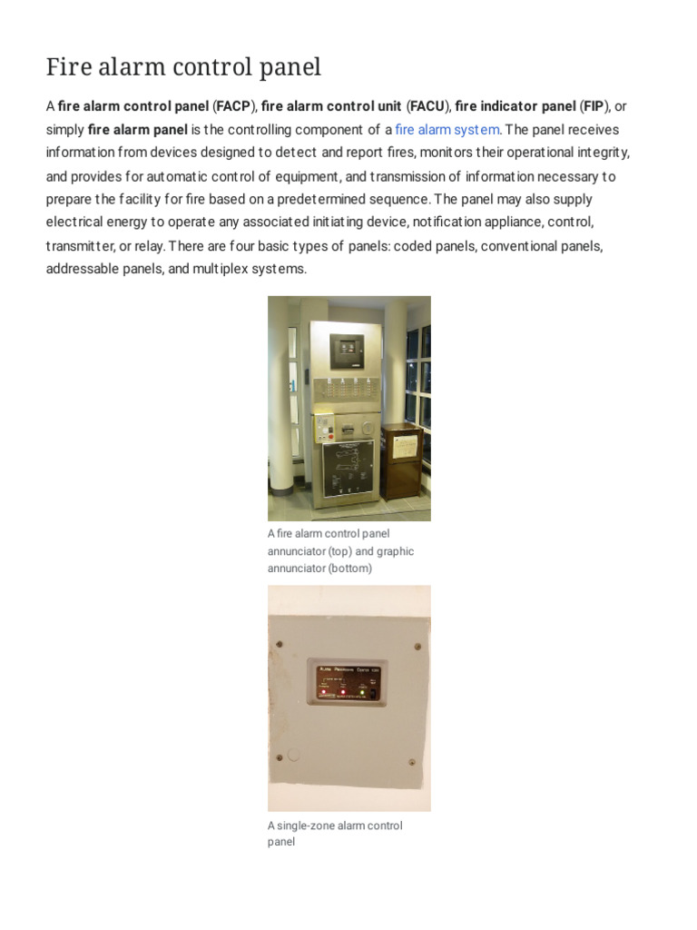Fire Alarm Control Panel - Wikipedia | PDF | Active Fire Protection ...