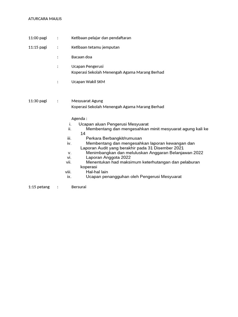 Aturcara Majlis | PDF