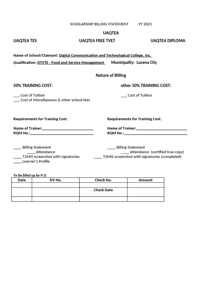 1st Checklist (Please Include This On Billing) | PDF | Services ...