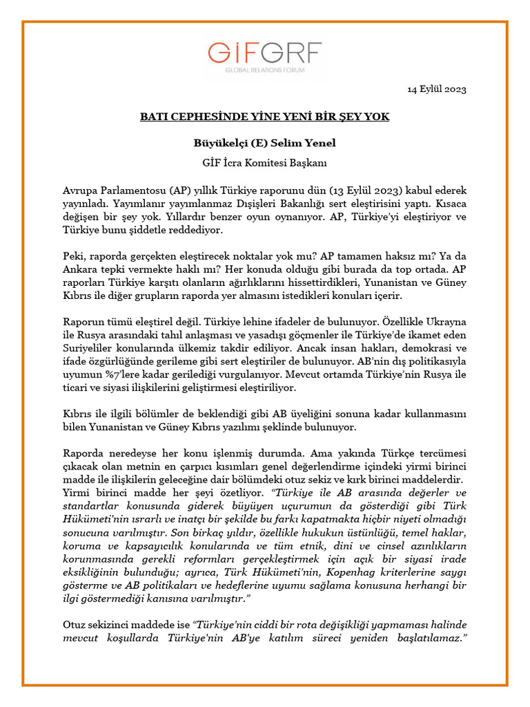 Gif Bilgi Notu Bati Cephesinde Yine Yeni Bir Sey Yok | PDF