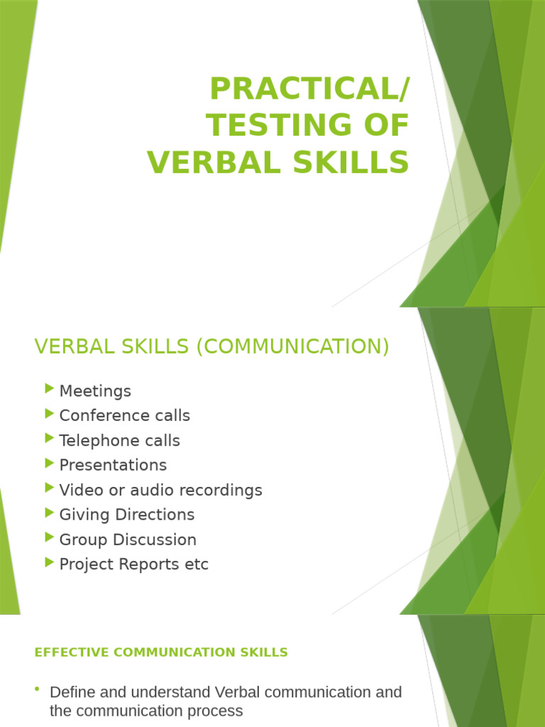 Presentation On Verbal Skills | PDF | Communication | Human Communication