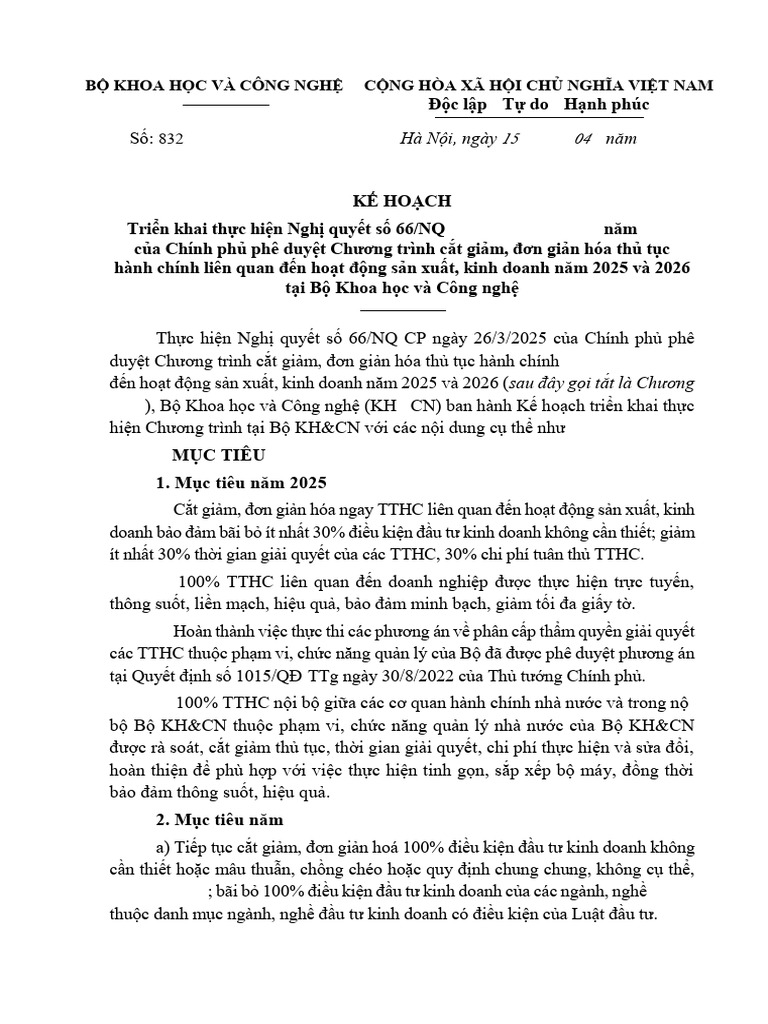 ke hoach trien khai nq66 1 | PDF